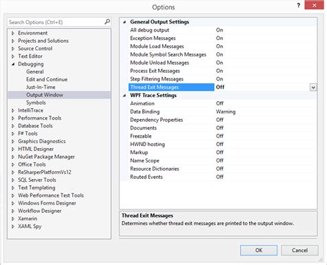 Disable Noise Messages In Debug Output Windows Visual Studio Stack Overflow