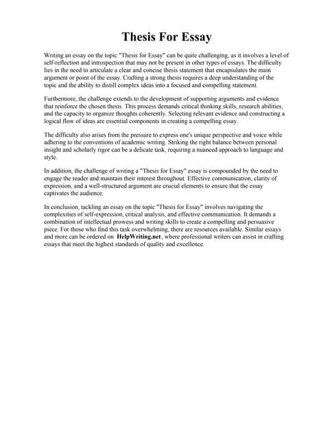 Thesis For Essay. How To Write A Thesis Statement with Useful Steps and Tips 7ESL | PDF ...