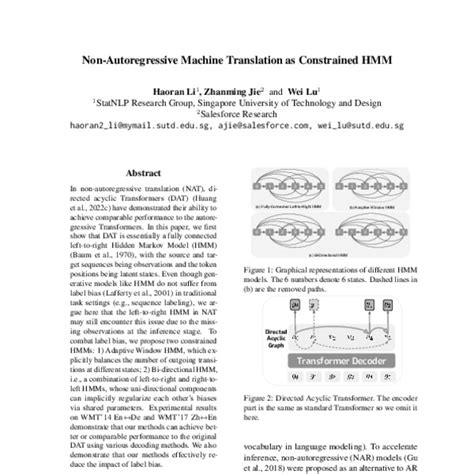 Non Autoregressive Machine Translation As Constrained Hmm Acl Anthology