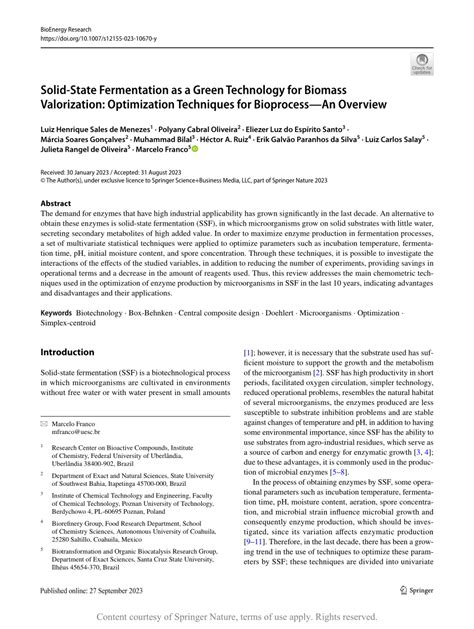 Solid State Fermentation As A Green Technology For Biomass Valorization