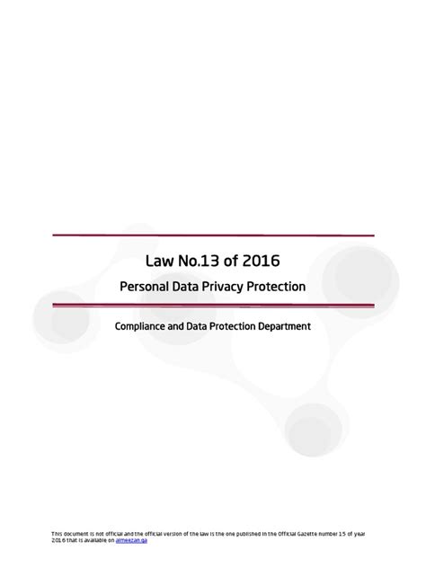 Law No 13 Of 2016 On Protecting Personal Data Privacy English Pdf Discovery Law Privacy