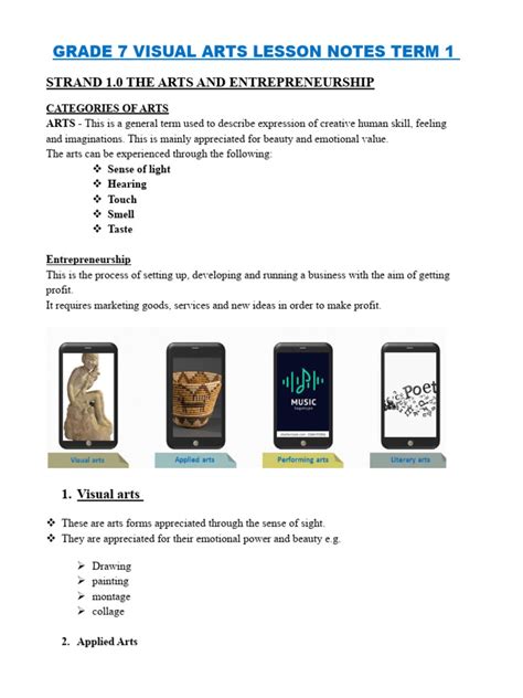 2023 grade 7 visual arts lesson notes term 1 pdf perspective
