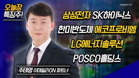 삼성전자sk하이닉스한미반도체에코프로비엠lg에너지솔루션posco홀딩스 주태영 이데일리on 파트너 이데일리on 라이브