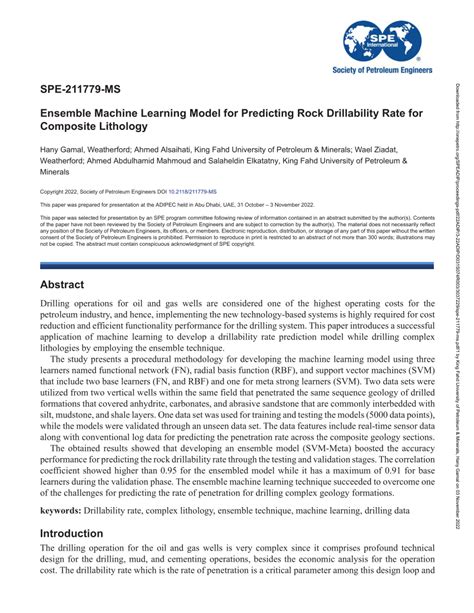 Pdf Ensemble Machine Learning Model For Predicting Rock Drillability
