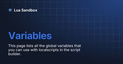 Variables Lua Sandbox