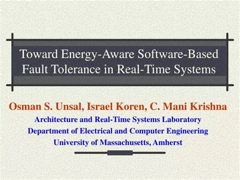 Ppt Toward Energy Aware Software Based Fault Tolerance In Real Time