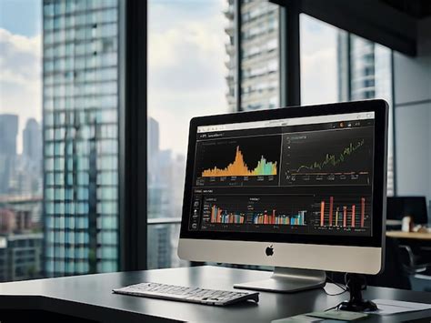 A Computer Monitor With A Graph Premium AI Generated Image