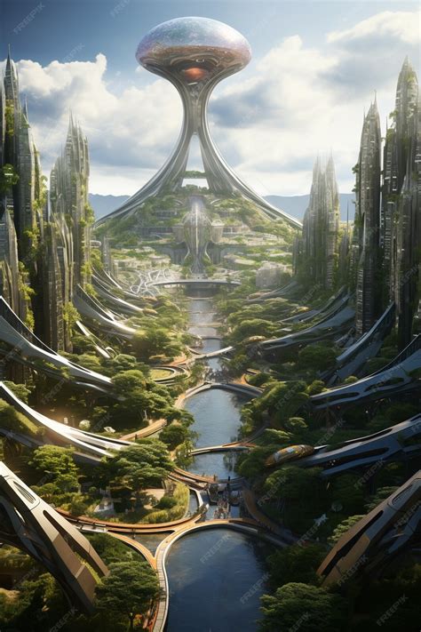 Free Ai Image Futuristic Environmentally Friendly City With Green Spaces