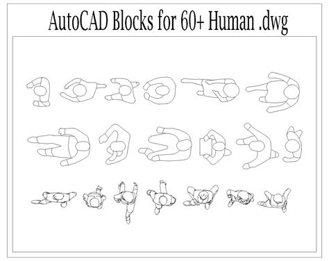 Autocad 2d Dwg Human Block Drawings Templates People Set Of 60 Disable