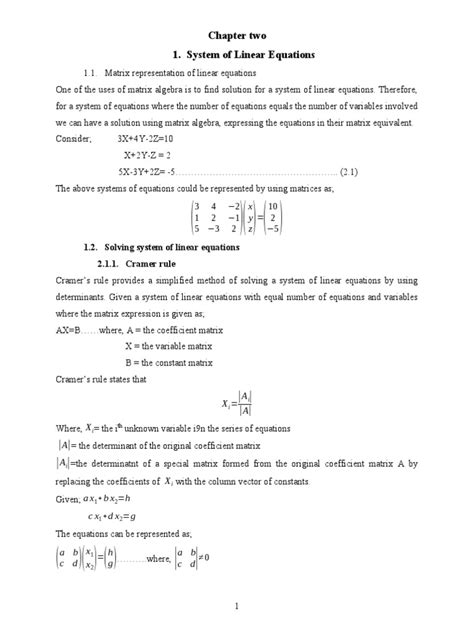 Chapter Two Download Free Pdf System Of Linear Equations Matrix