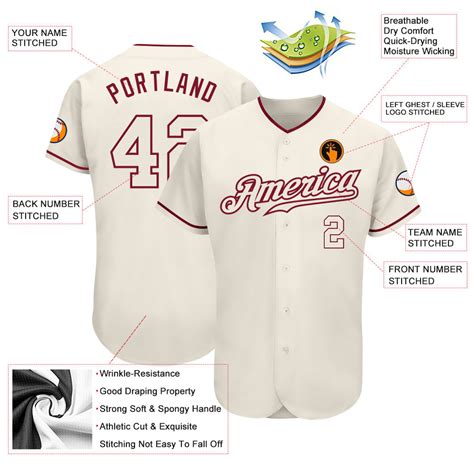 Custom Cream Cream Crimson Authentic Baseball Jersey Free Shipping Diyoj