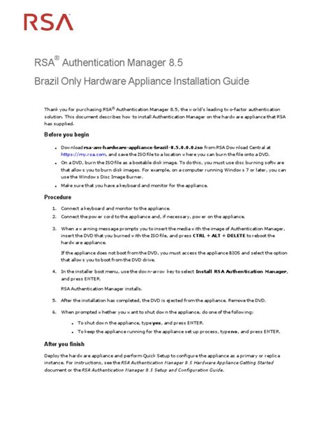 Rsa Authentication Manager 85 Brazil Only Hardware Appliance