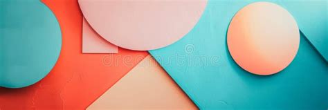 Minimalist Composition Featuring Pastel Colored Paper Textures With Abstract Geometric Shapes