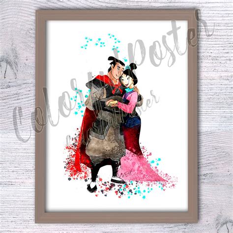 Mulan And Li Shang Poster Mulan Print Disney Wall Decor Nursery Art Mulan Watercolor Anniversary