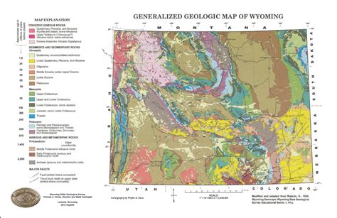 Generalized Geologic Map Of Wyoming 2000 Wsgs Product Sales And Free