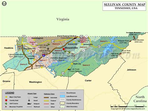 Sullivan County Map Tn Map Of Sullivan County Tennessee