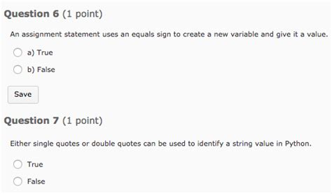 Solved Question 6 1 Point An Assignment Statement Uses An