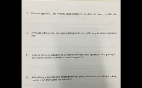 solved 6 examine appendix d and write the equation that