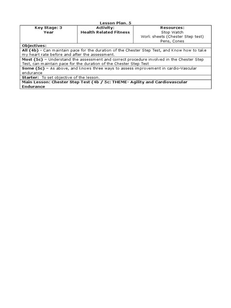 Yr 7 Lesson5 Chester Step Test Pdf Heart Rate Physical Fitness