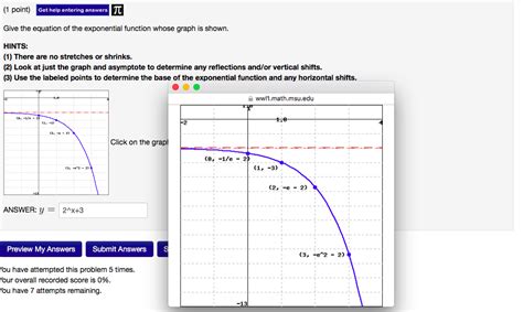 Solved Give The Equation Of The Exponential Function Whose Chegg