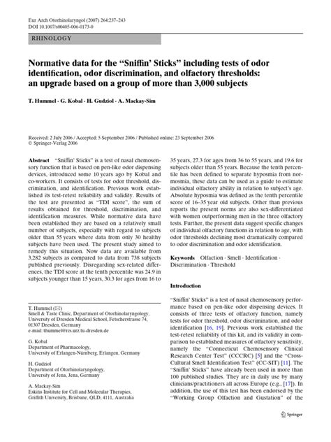 5 Normativa Sniff Stick S00405 006 0173 0 Pdf Odor Analysis Of