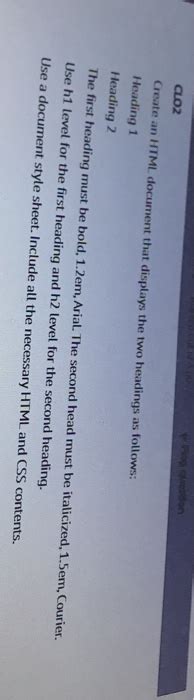 Solved Clo2 Create An Html Document That Displays The Two