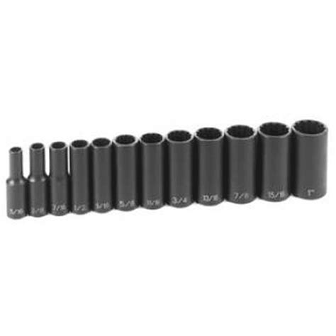 Grey Pneumatic 1202d 3 8 Drive 12 Piece 12 Point Deep Socket Set