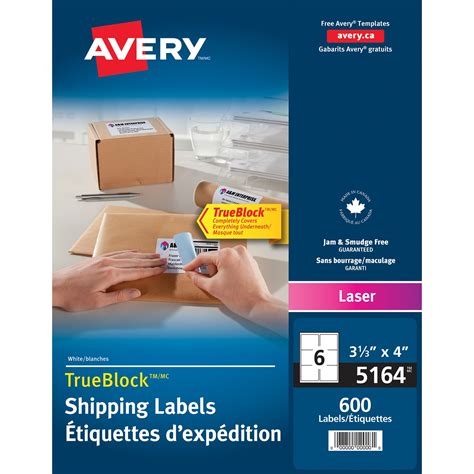 Avery 5164 Shipping Labels With Trueblock Technology White 3 1 3 X 4