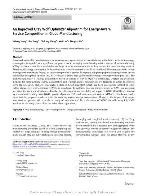 An Improved Grey Wolf Optimizer Algorithm For Energy Aware Service Composition In Cloud