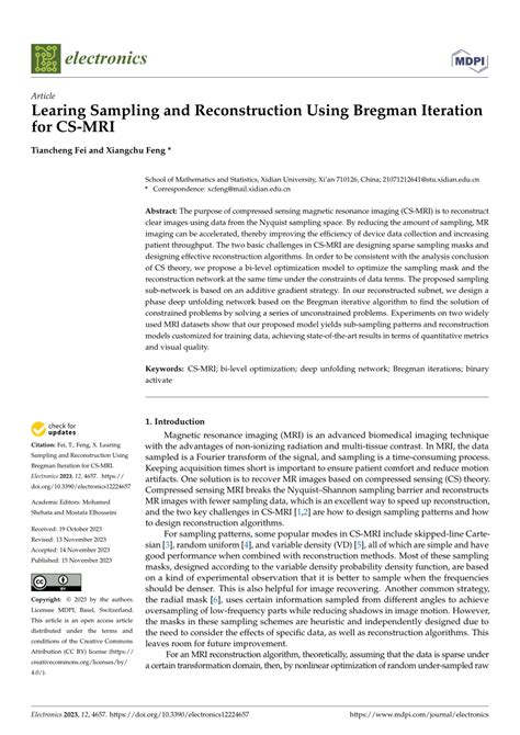 Pdf Learing Sampling And Reconstruction Using Bregman Iteration For Cs Mri