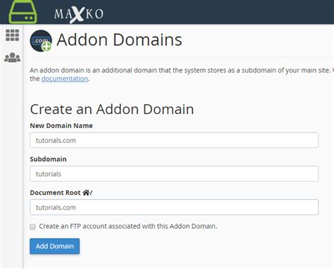 Add Addon Doman And Configure On Domain Provider Blog Maxko Hosting