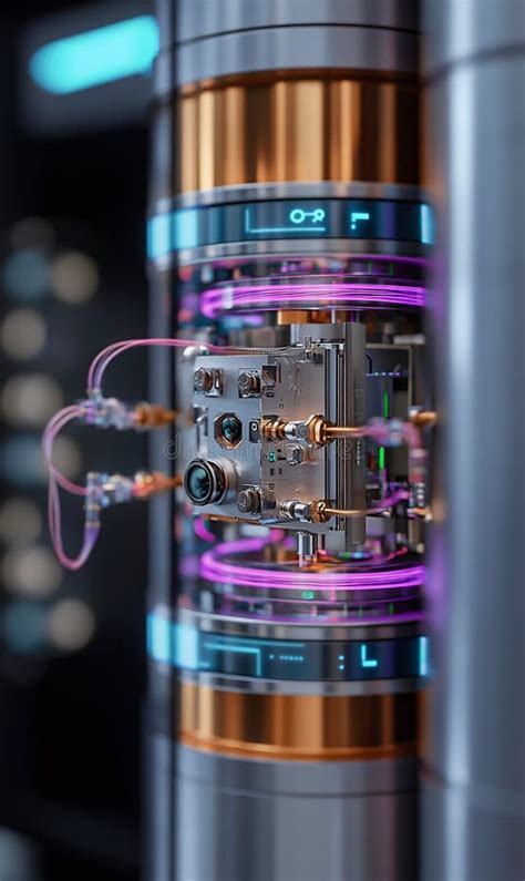 High Tech Quantum Computing Lab With Glowing Components Stock Image