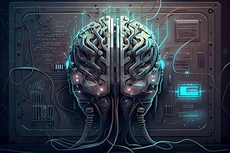 Concept Of Artificial Intelligence Human Brain Connected To Electronic Microcircuits
