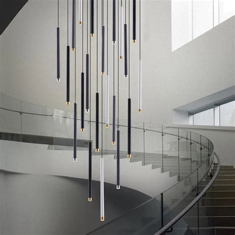 모던 Led 롱 라인 빌라 램프 미니멀리스트 레스토랑 바 계단 샹들리에 원통형 2 색 거실 램프 Aliexpress