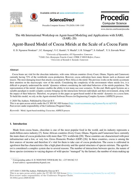 Pdf Agent Based Model Of Cocoa Mirids At The Scale Of A Cocoa Farm