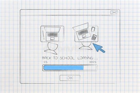 Modern School Loading Pop Up Message With Desks With Laptops Stock Illustration Illustration