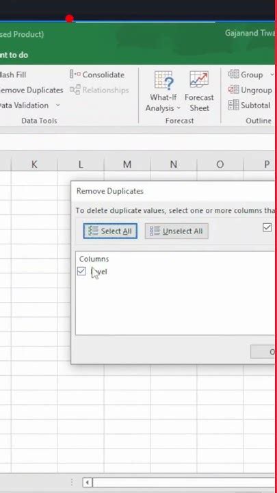 How To Remove Duplicate From Excel Excel Exceltutorial Shoertvideo