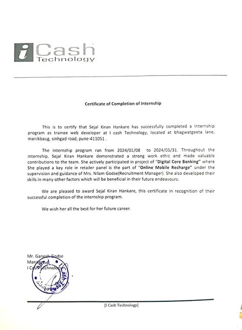 Sejal Hankare On Linkedin Internship Webdevelopment Career