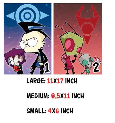 Invader Zim Prints Zim Dib Gaz Gir Etsy