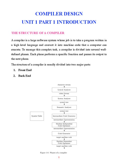 R22 Cd Unit 1 Compiler Structure And Lexical Analysis Notes Studocu
