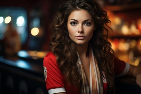 Premium Photo Attractive Girl As Soccer Fan