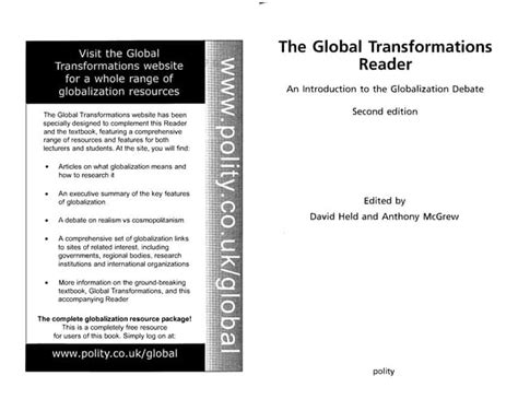 David Held Anthony Mcgrew The Global Transformations Reader An Introduction To The