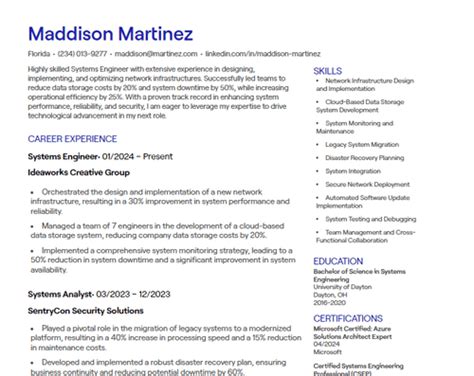 Systems Engineer CV Examples Free Templates