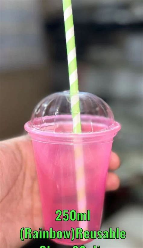 250ml Plastic Rainbow Disposable Glasses With Lid At ₹ 5piece In