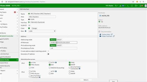Fortinet Fortigate View Configure VLANs Map Chart Map Screenshot