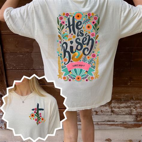 He Is Risen Graphic Tee He Is Risen Comfort Colors Graphic Tee Floral