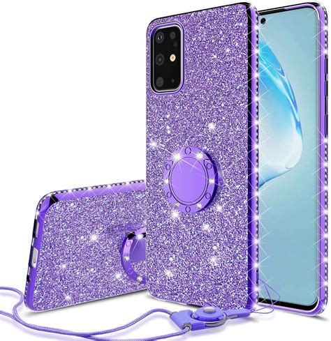 Samsung Galaxy S Ultra Glitter Phone Case Ring Kickstand Girls Women Diamond Sparkly Case For
