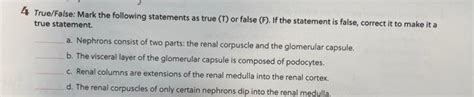 Solved True False Mark The Following Statements As True T Chegg