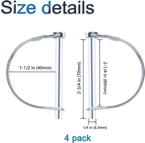 Increway 4pcs Wire Lock Pin 1 4 Inch Heavy Duty Safety Coupler Pin