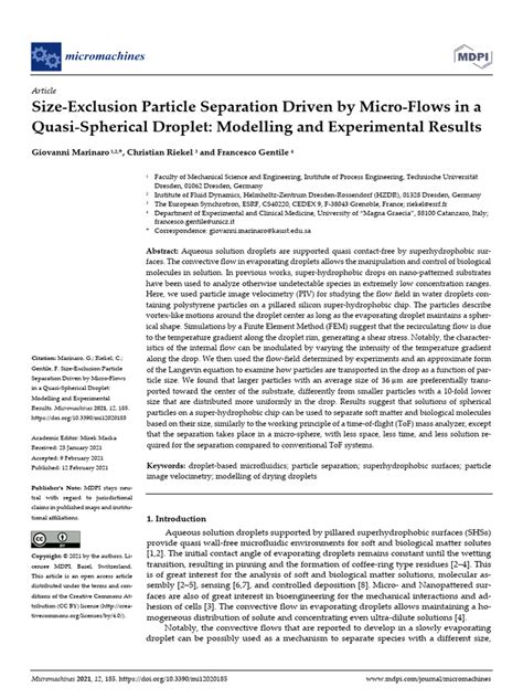 size exclusion particle separation driven by micro pdf